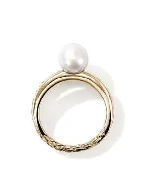 John Hardy 14kt Yellow Essential Pearl Ring - Gold