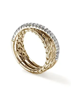 John Hardy 14kt Yellow Jh Essential Crossover Diamond Ring - Gold