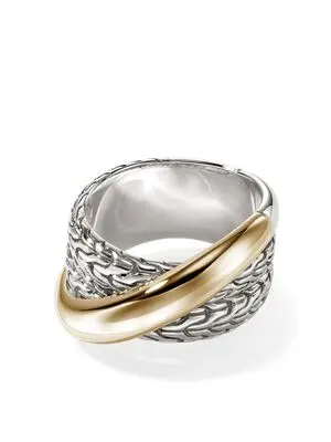 John Hardy 14kt Yellow Gold Jh Essential Crossover Ring - Silver