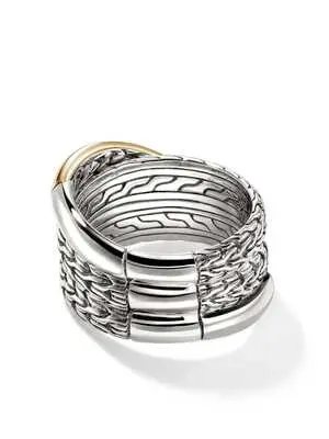John Hardy 14kt Yellow Gold Jh Essential Crossover Ring - Silver