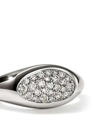 John Hardy Sterling Pebble Diamond Signet Ring - Silver