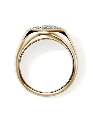 John Hardy 14kt Yellow Diamond Signet Ring - Gold