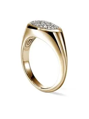 John Hardy 14kt Yellow Diamond Signet Ring - Gold