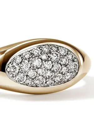 John Hardy 14kt Yellow Diamond Signet Ring - Gold