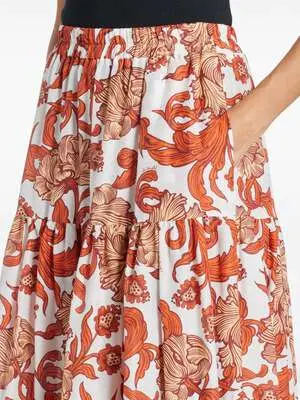 La DoubleJ Floral-print Tiered Skirt - White