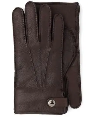 Prada Press-stud Leather Gloves - Brown