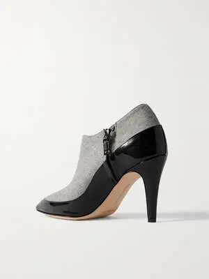 Manolo Blahnik Archepla 90 Patent-leather Trimmed Wool Ankle Boots