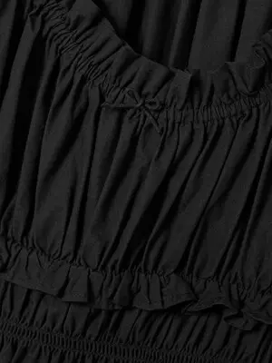 DÔEN Leanne Shirred Organic Cotton-voile Midi Dress - Black