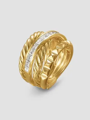 David Yurman Crossover Trio Four Row Ring In 18k Yellow