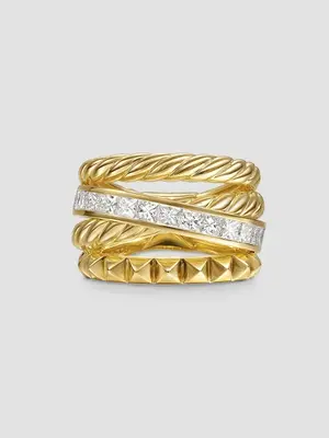 David Yurman Crossover Trio Four Row Ring In 18k Yellow