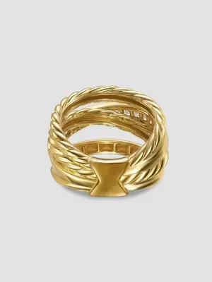 David Yurman Crossover Trio Four Row Ring In 18k Yellow