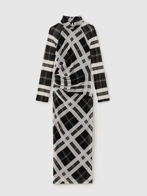 REISS Darla Checked Midi Dress