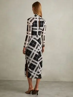 REISS Darla Checked Midi Dress
