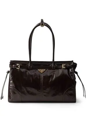 Prada Bonnie Large Leather Handbag - Brown