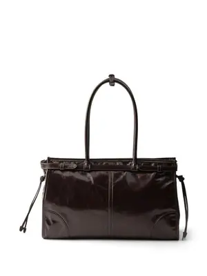Prada Bonnie Large Leather Handbag - Brown