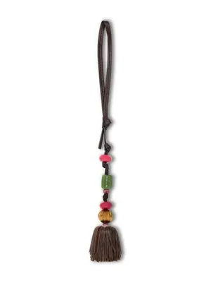 Etro Beaded Tassel Leather Charm - Brown