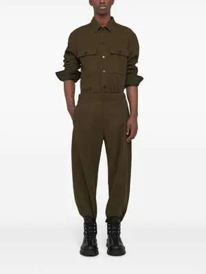 JIL SANDER Logo-patch Wool Trousers - Brown