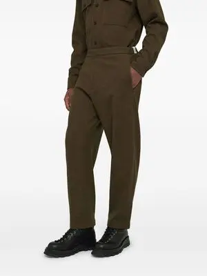 JIL SANDER Logo-patch Wool Trousers - Brown