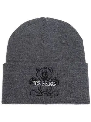 Iceberg Logo-embroidered Wool Beanie - Grey