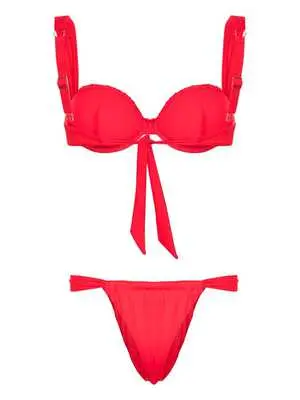 NOIRE SWIMWEAR Ruched Bikini Set - Red