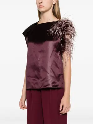 FERRAGAMO Feather-bouquet Asymmetric Top