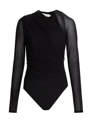 Zimmermann Women's Ruched Long-Sleeve Bodysuit - Black  - Black