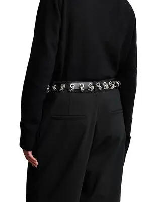 DEHANCHE Revenge Ring Leather Belt - Black Silver