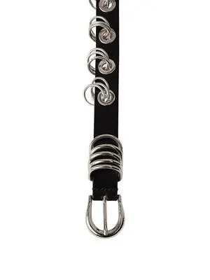 DEHANCHE Revenge Ring Leather Belt - Black Silver