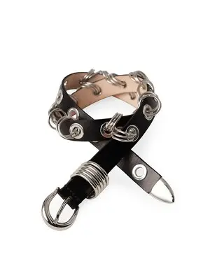 DEHANCHE Revenge Ring Leather Belt - Black Silver