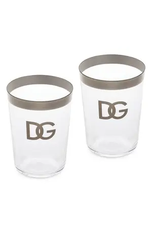 Dolce & Gabbana Dg Logo Set Of 2 Soft Drinks Glasses - Trasp/silver