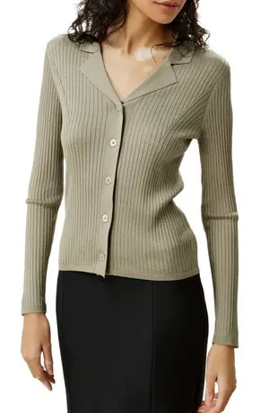 Lilysilk Lapel Collar Spun Silk Cardigan