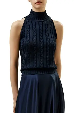 Lilysilk Wild Silk Sleeveless Sweater - Navy Blue