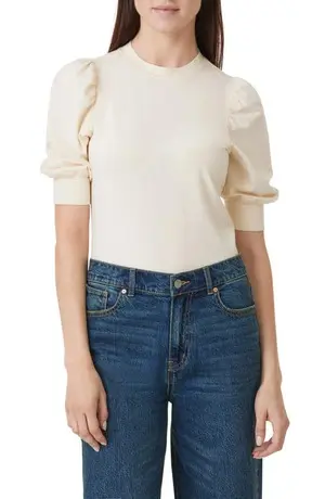 Habitual Gathered Sleeve Knit Top - Birch