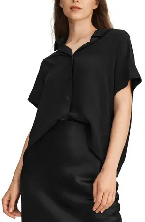 Lilysilk Short Sleeve Silk T-shirt - Black