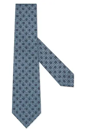 Zegna Geometric-pattern Silk Tie - Blue