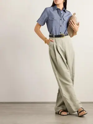 Loro Piana Annalisa Cotton And Cashmere-blend Shirt - Blue
