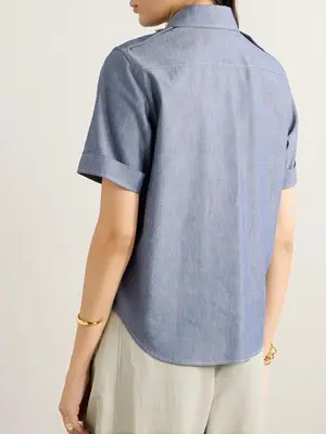 Loro Piana Annalisa Cotton And Cashmere-blend Shirt - Blue