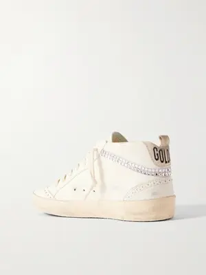 GOLDEN GOOSE Mid Star Distressed Leather Sneakers - White