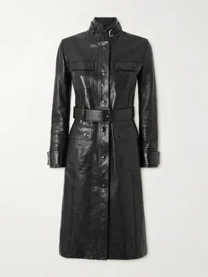 TOM FORD Paneled Belted Leather Trench Coat