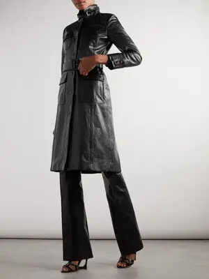 TOM FORD Paneled Belted Leather Trench Coat