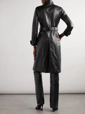 TOM FORD Paneled Belted Leather Trench Coat