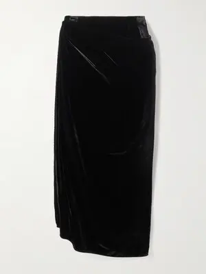 Etro Convertible Wrap-effect Velvet Midi Skirt