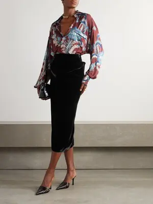 Etro Convertible Wrap-effect Velvet Midi Skirt