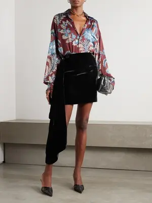 Etro Convertible Wrap-effect Velvet Midi Skirt