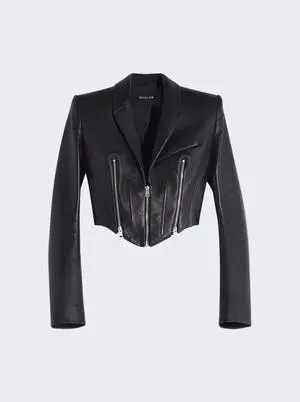 MUGLER Zipped Leather Jacket