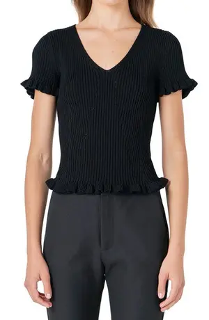 Endless Rose Lettuce Edge Ribbed Top