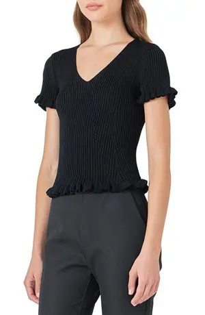 Endless Rose Lettuce Edge Ribbed Top