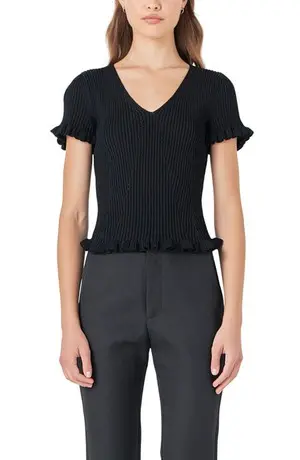 Endless Rose Lettuce Edge Ribbed Top