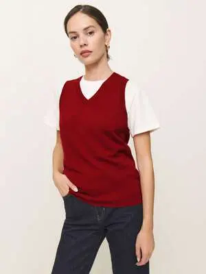 REFORMATION Reese Cashmere Tank Top - Red