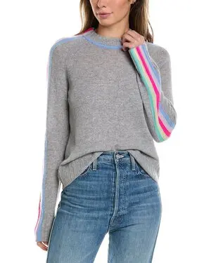ALASHAN CASHMERE Arista Stripe Raglan Cashmere Pullover - Grey